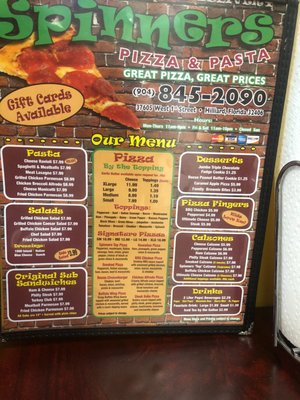 SPINNERS PIZZA & PASTA - Updated May 2024 - 16 Reviews - Yelp