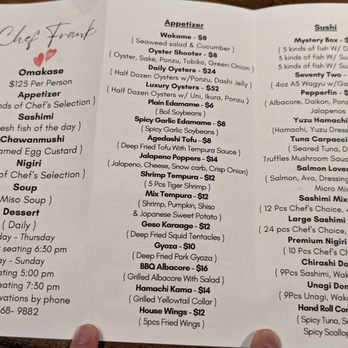 CHEF FRANK JAPANESE CUISINE - Updated May 2024 - 1703 Photos & 368 ...