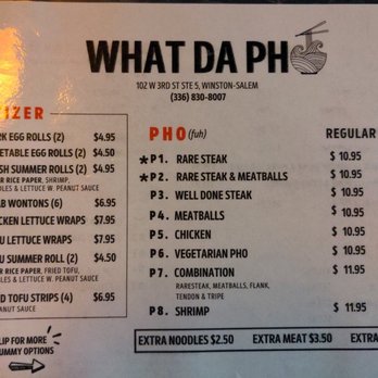 What the pho menu store