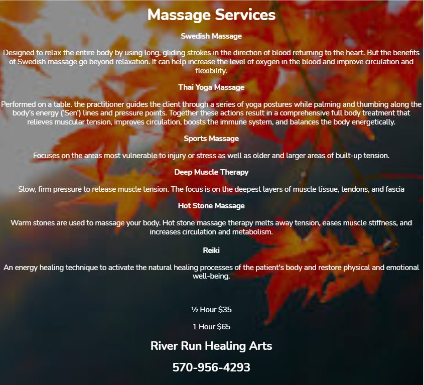 RIVER RUN HEALING ARTS - 3907 Buck Mountain Rd, Weatherly, Pennsylvania ...