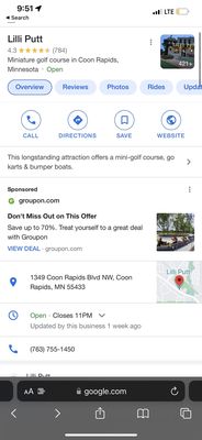 LILLI PUTT MINIATURE GOLF-BUMPER BOTS & GO KRT TRK - Updated October ...