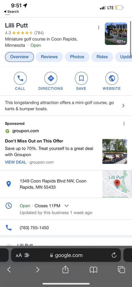 LILLI PUTT MINIATURE GOLF-BUMPER BOTS & GO KRT TRK - Updated September ...