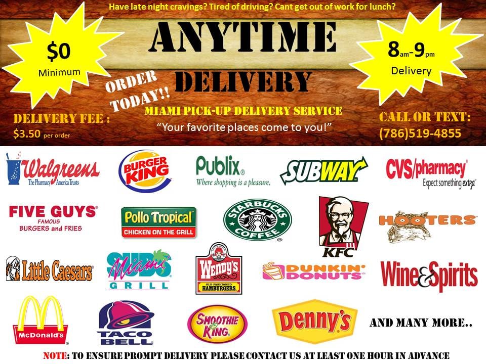 ANYTIME DELIVERY - Miami, Florida - Food Delivery Services - Phone ...
