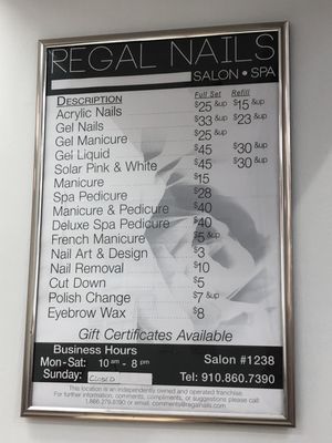 Regal nails prices store