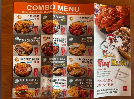 Wing master menu store