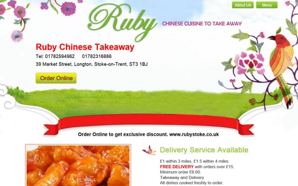 RUBY CHINESE TAKEAWAY - Food Delivery Services - 39 Market Street ...