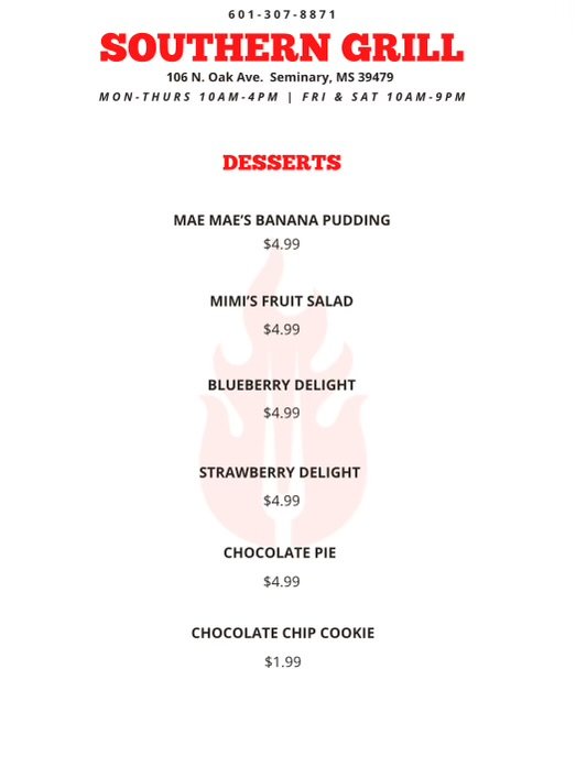SOUTHERN GRILL - Updated April 2025 - 106 N Oak Ave, Seminary ...