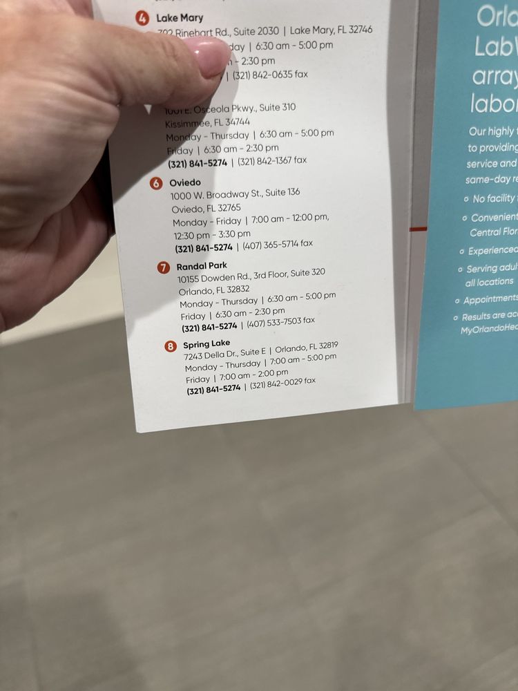 ORLANDO HEALTH LABWORKS - Updated October 2025 - 10155 Dowden Rd ...