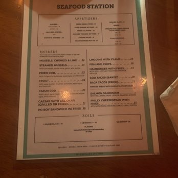 Seafood station menu store
