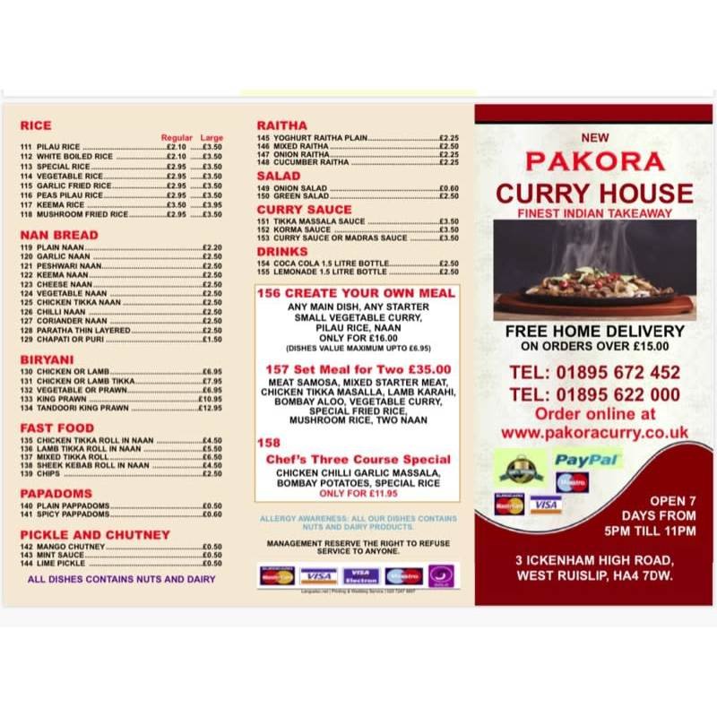 NEW PAKORA CURRY HOUSE - 3 West Ruislip Station, Ruislip, London ...