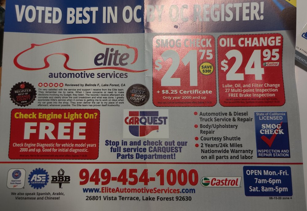 ELITE AUTOMOTIVE SERVICE - 51 Reviews - 26801 Vista Ter, Lake Forest ...