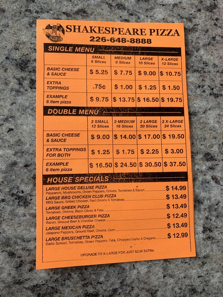 SHAKESPEARE PIZZA - Updated January 2026 - 2264 line 34, Shakespeare ...