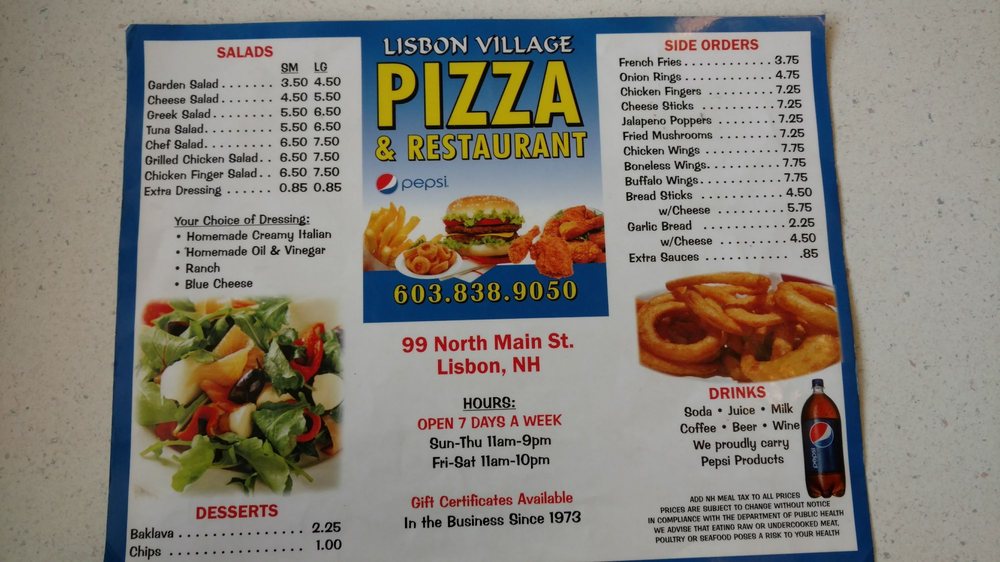 VILLAGE PIZZA LISBON - Updated December 2025 - 15 Reviews - 99 N Main ...