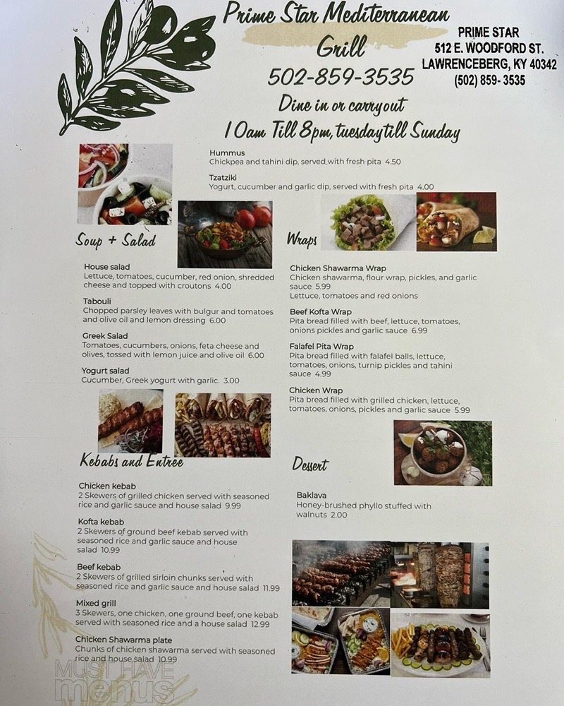 PRIME STAR MEDITERRANEAN GRILL - Updated March 2026 - 512 E Woodford St ...
