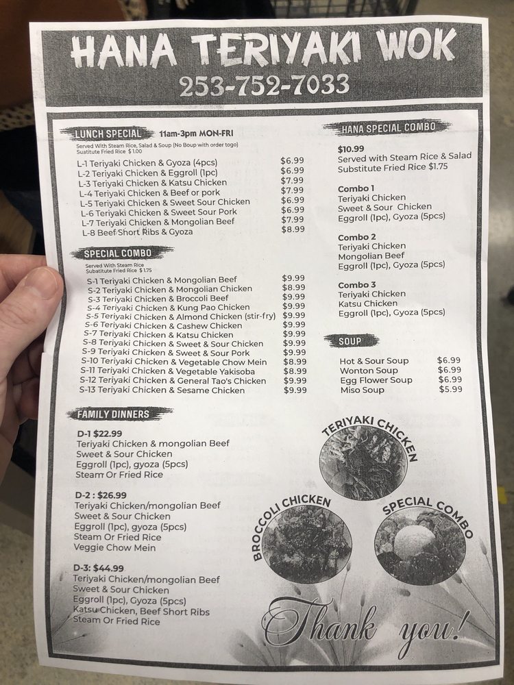 HANA TERIYAKI & WOK - 34 Photos & 49 Reviews - 4505 S 19th St, Tacoma ...