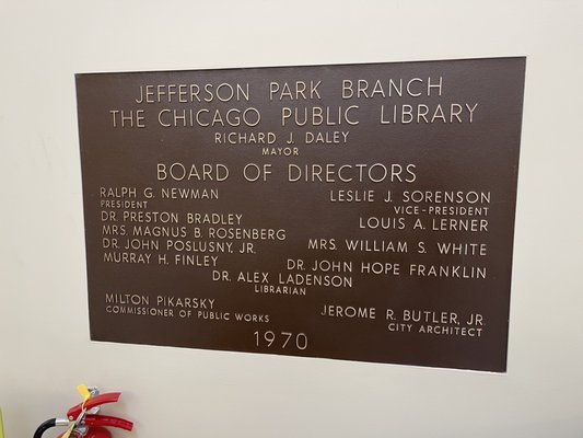 CHICAGO PUBLIC LIBRARY - JEFFERSON PARK BRANCH - Updated September 2025 ...