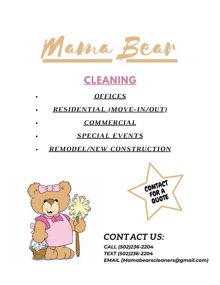MAMA BEAR CLEANING - Updated July 2024 - Request Consultation ...