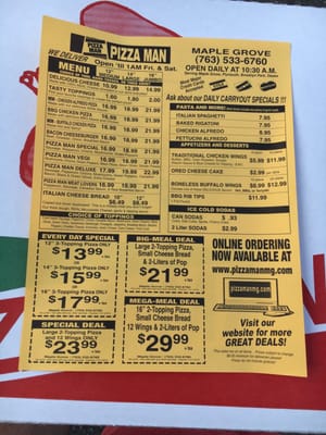 PIZZA MAN - 10 Photos & 36 Reviews - 9703 63rd Ave N, Maple Grove ...