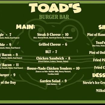 TOADS BURGER BAR - Updated October 2025 - 12 Photos & 10 Reviews - 25 ...
