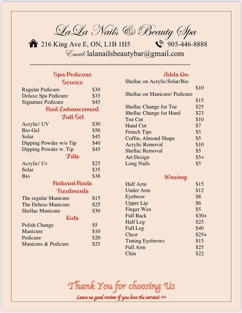 LALA NAILS & BEAUTY BAR - Updated June 2026 - 216 King Avenue E ...