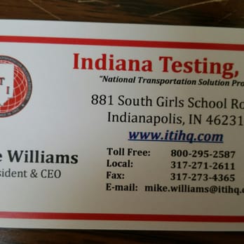 INDIANA TESTING - Updated January 2025 - 881 S Girls School Rd ...