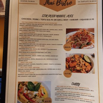 Thai bistro menu store