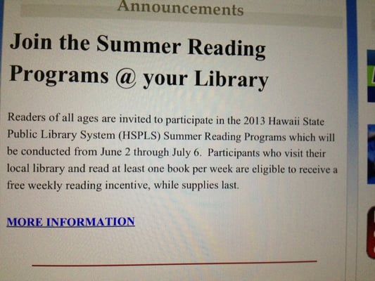 HAWAII STATE PUBLIC LIBRARY SYSTEM - KAILUA LIBRARY - Updated December ...