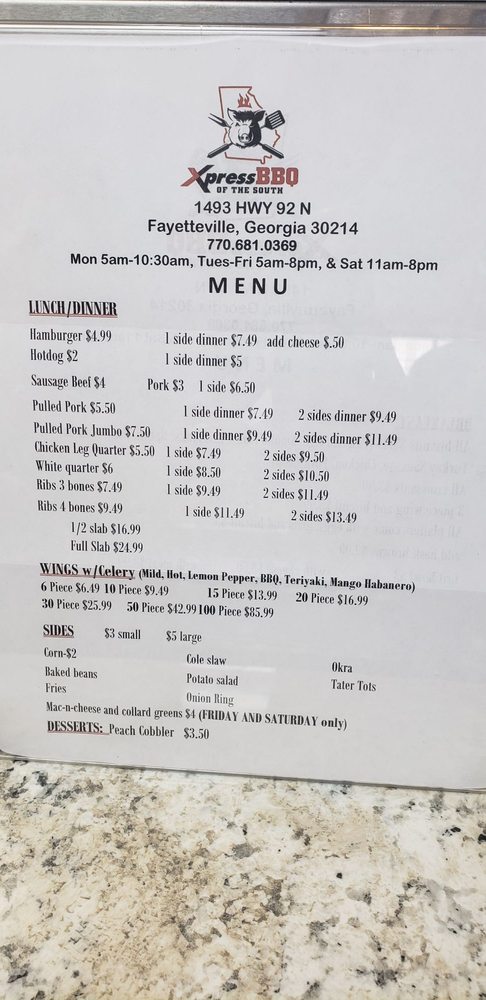 XPRESS BBQ OF THE SOUTH - Updated November 2025 - 1485 GA-92 ...