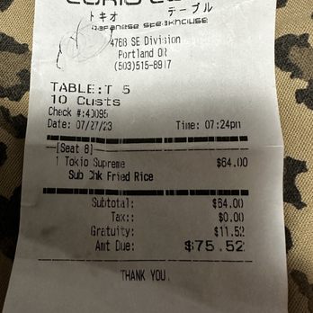 TOKIO TABLE - Updated August 2024 - 254 Photos & 338 Reviews - 4768 SE ...