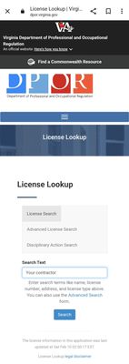 VIRGINIA DEPARTMENT OF PROFESSIONAL AND OCCUPATIONAL REGULATION ...