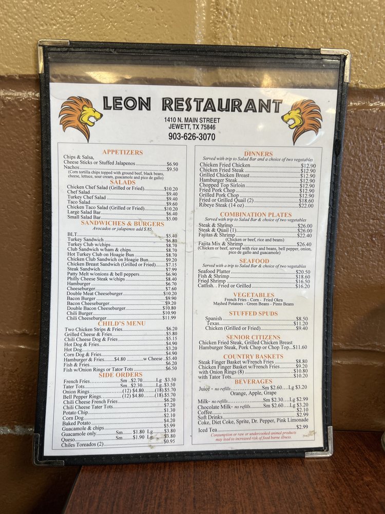 LEON RESTAURANT - Updated September 2025 - 1410 N Main St, Jewett ...