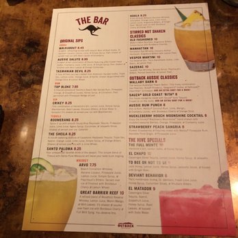 Outback Steakhouse Drink Menu Nutrition | Besto Blog