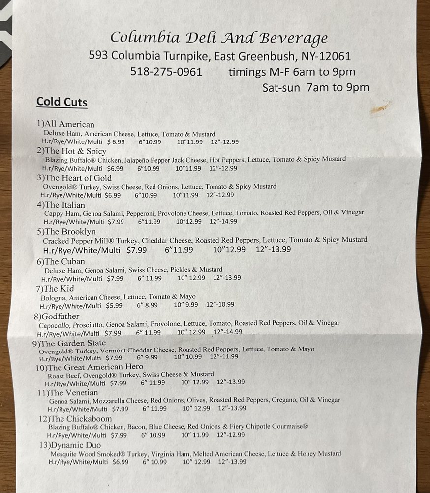 COLUMBIA DELI AND BEVERAGE - Updated April 2026 - 593 Columbia Tpke ...