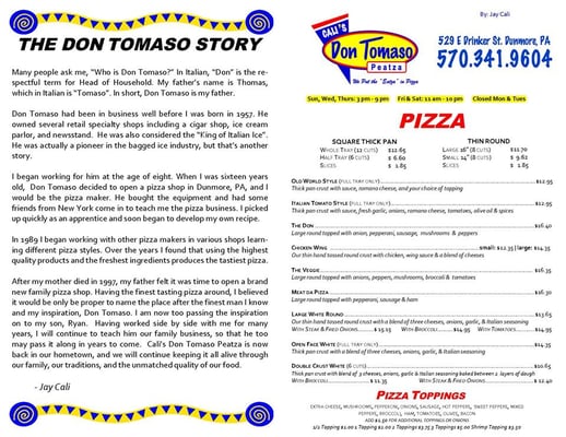 CALI’S DON TOMASO PEATZA - Updated October 2025 - 529 E Drinker St ...