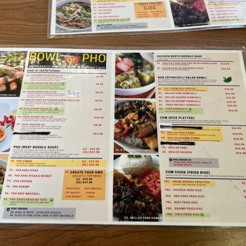 Bowl Of Pho Menu