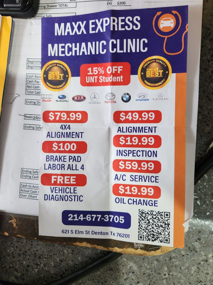 MAXX EXPRESS MECHANIC CLINIC - Updated September 2024 - Request a Quote - 621 S Elm St, Denton ...