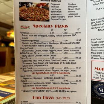 Sir pizza menu store