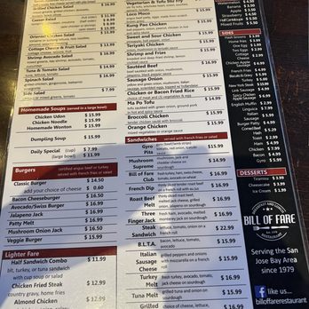 BILL OF FARE - Updated April 2025 - 902 Photos & 1096 Reviews - 1069 ...