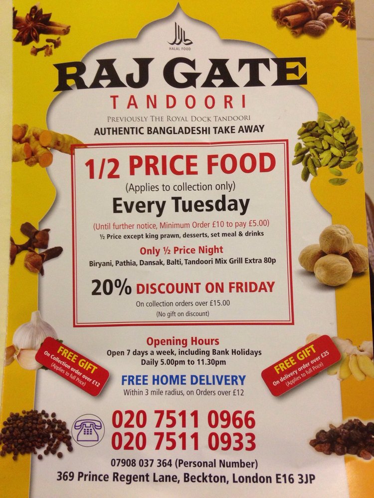 RAJ GATE - Indian - 369 Prince Regent Lane, London, United Kingdom ...