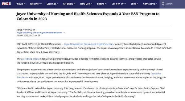 JOYCE UNIVERSITY OF NURSING AND HEALTH SCIENCES - Updated December 2025 ...