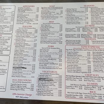 Imperial garden menu store