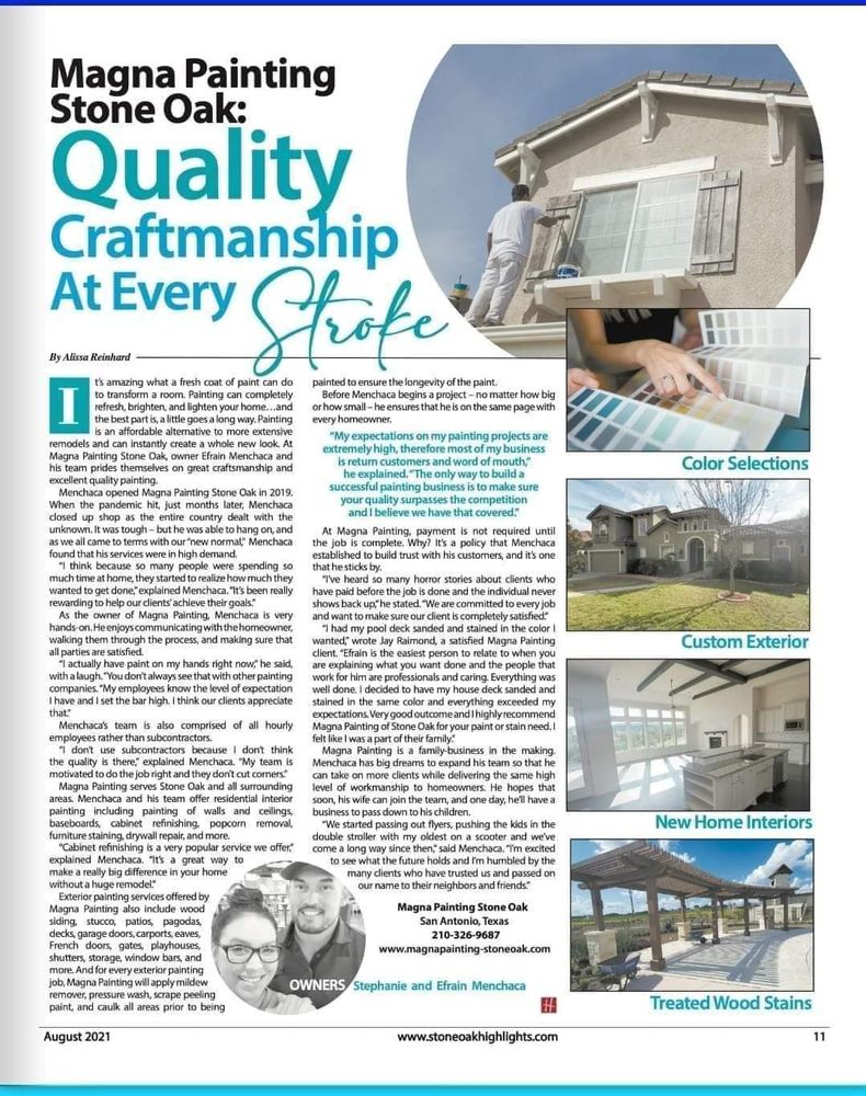 MAGNA PAINTING OF STONE OAK - San Antonio, Texas - Painters - Phone ...