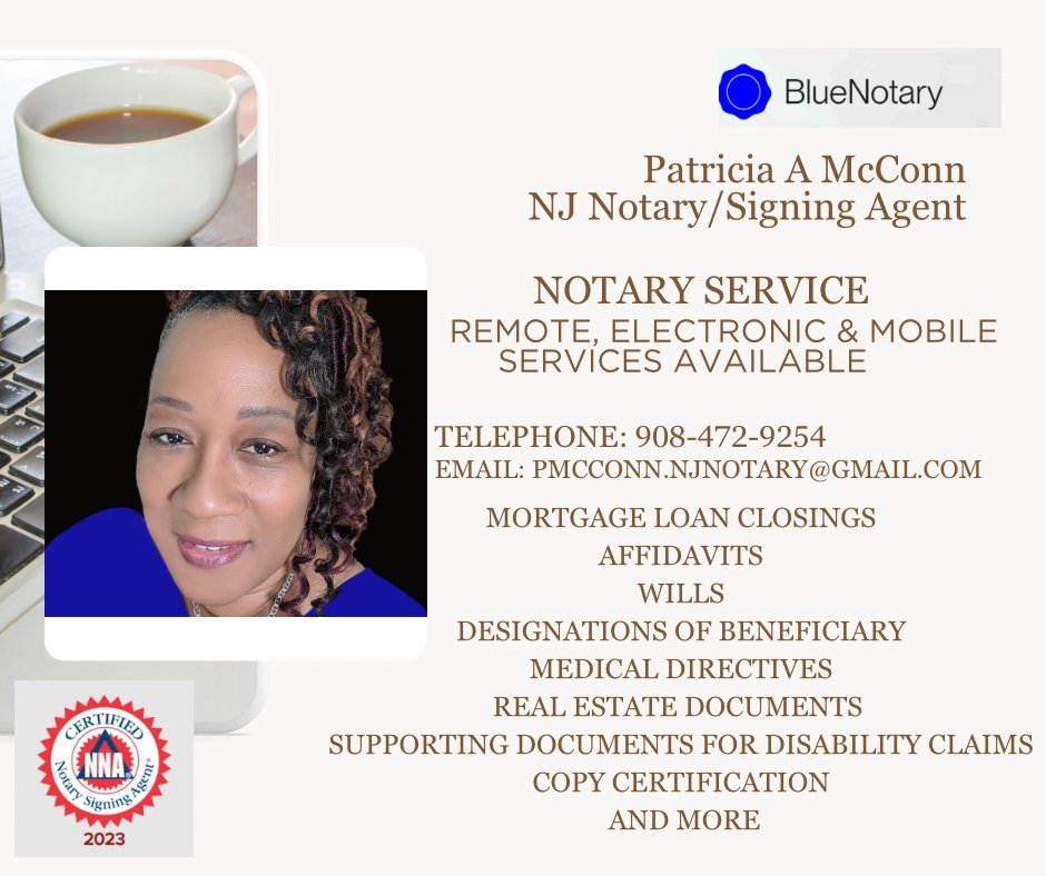 PATRICIA MCCONN NJ NOTARY SIGNING AGENT - Updated January 2025 ...