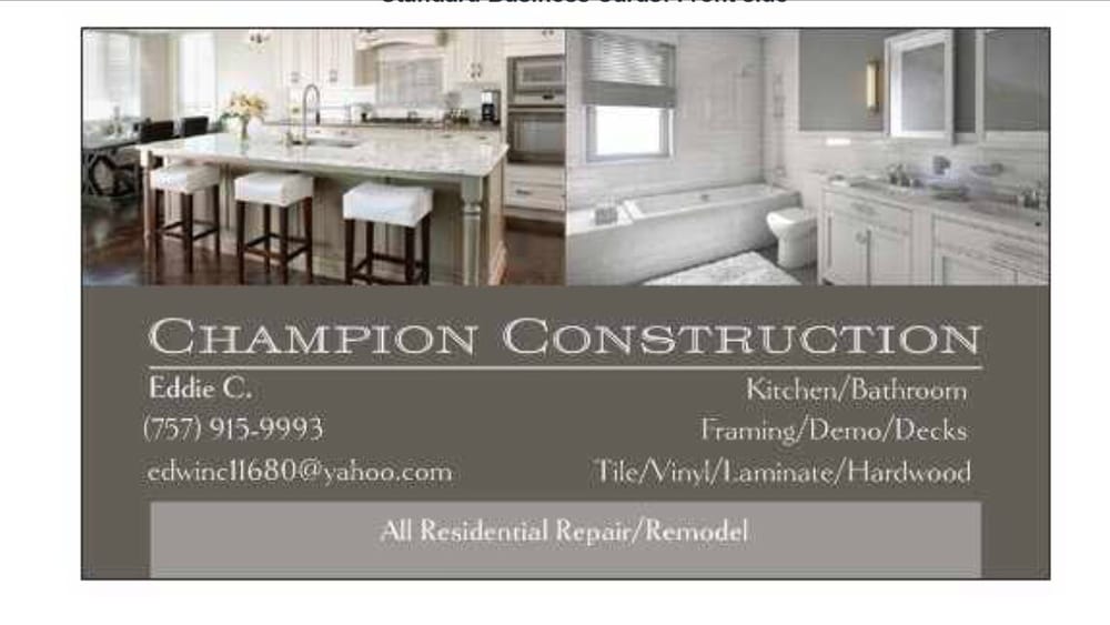 CHAMPION CONSTRUCTION - Updated January 2025 - Newport News, Virginia ...