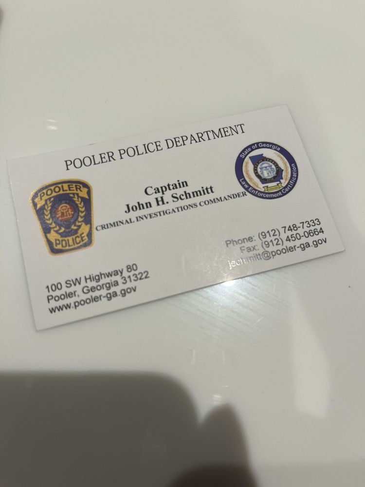 POOLER CITY POLICE DEPARTMENT - Updated August 2025 - 119 W US Hwy 80 ...