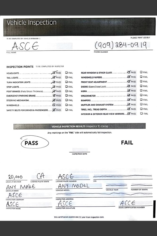 UBER AND LYFT INSPECTION SERVICE - Updated June 2025 - Chino ...