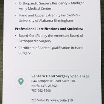 SENTARA HAND SURGERY SPECIALISTS - Updated December 2025 - 844 ...