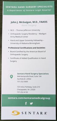 SENTARA HAND SURGERY SPECIALISTS - Updated December 2025 - 844 ...