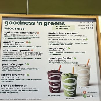 Jamba juice menu store